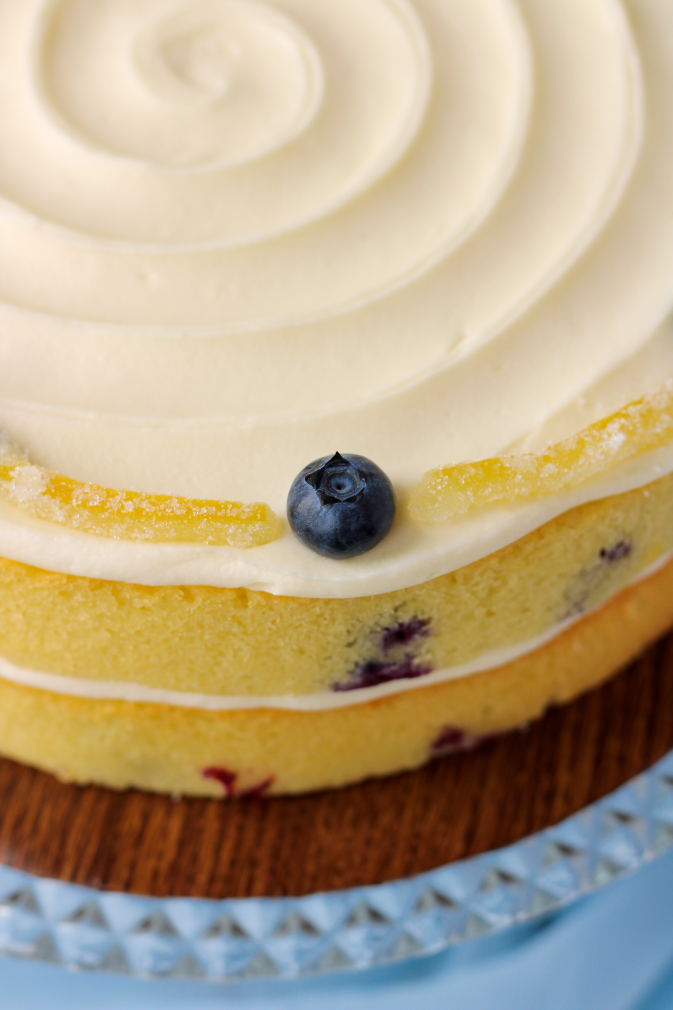 Lemon Blueberry Cake with Cream Cheese Frosting - Bakes and Blunders